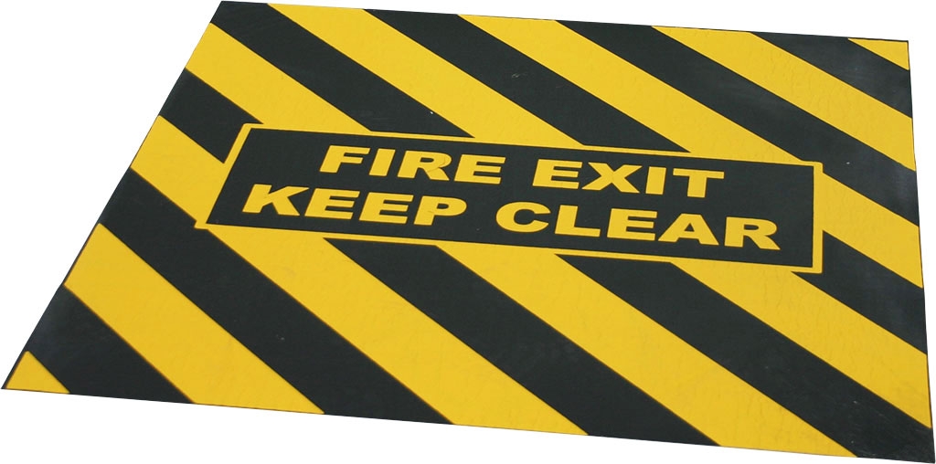 "FIRE EXIT KEEP CLEAR" warning tape for emergency exit